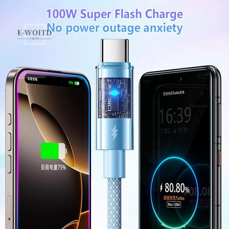 Cáp E-WOITD 100W USB Type C Sang USB C Dây Dữ Liệu Sạc Nhanh Cho IPhone 16 15 Pro Max Dây Đa ...