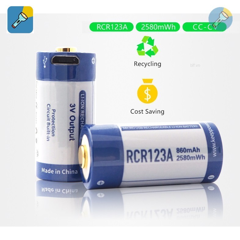 [P74] Pin sạc Keeppower P1634U1 RCR123A 16340 3V 860mAh USB | Shopee ...