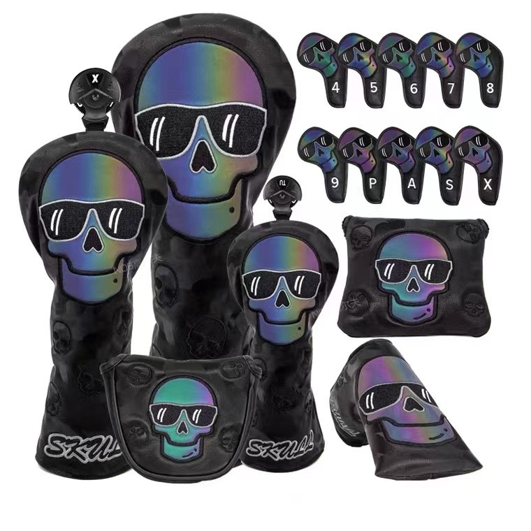 3 Màu Golf Headcover Set Skull Driver Covers Fairway Wood Cover Hybrid ...