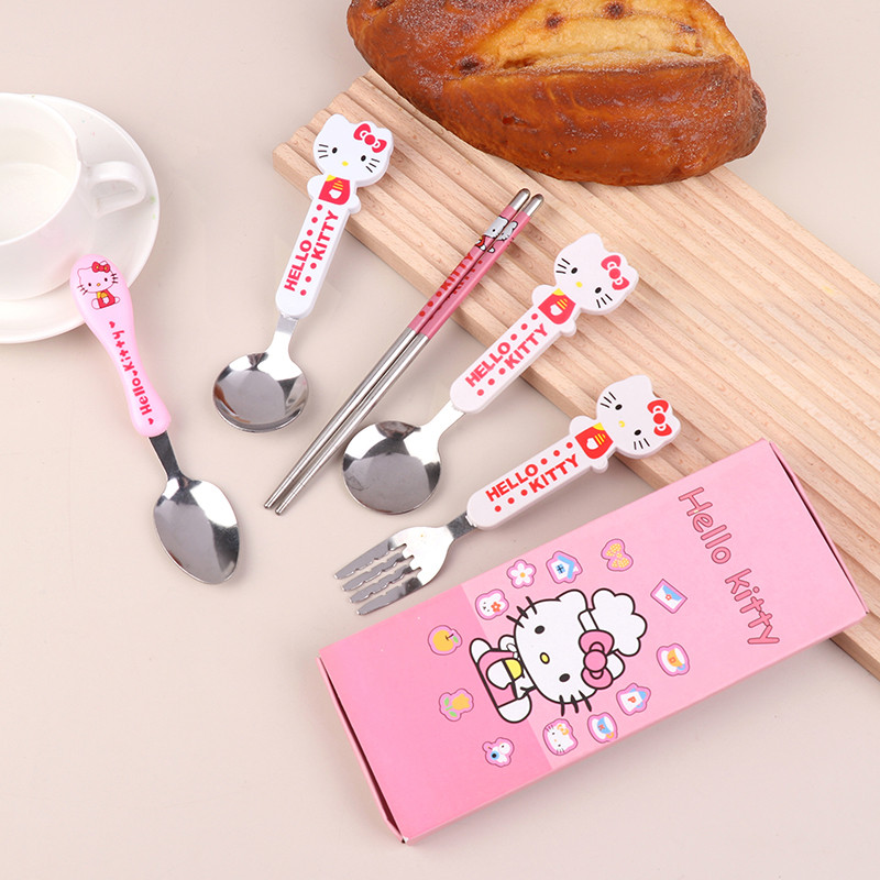 [HEVA]Kawaii Hello Kitty Chops Thìa Nĩa Sanrio KT Cat Bộ đồ ăn bằng ...