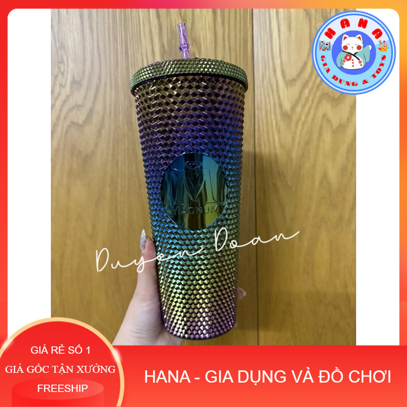 [LY KIM CƯƠNG CẦU VỒNG] Ly của Magnum siêu dày dặn nhiều màu Có Kèm Ống ...