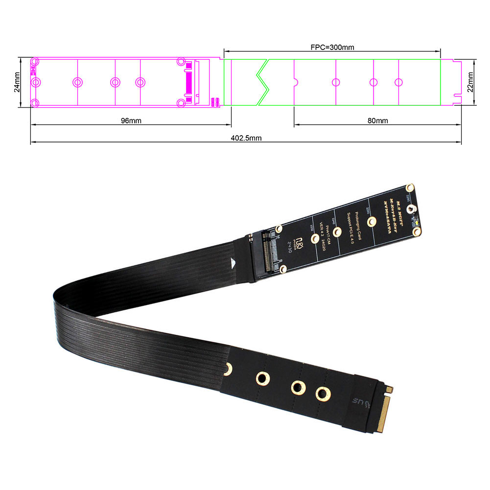 Cáp nối dài SSD M.2 NVME NGFF M-Key M.2 NVME Extender Solid Drive Riser ...
