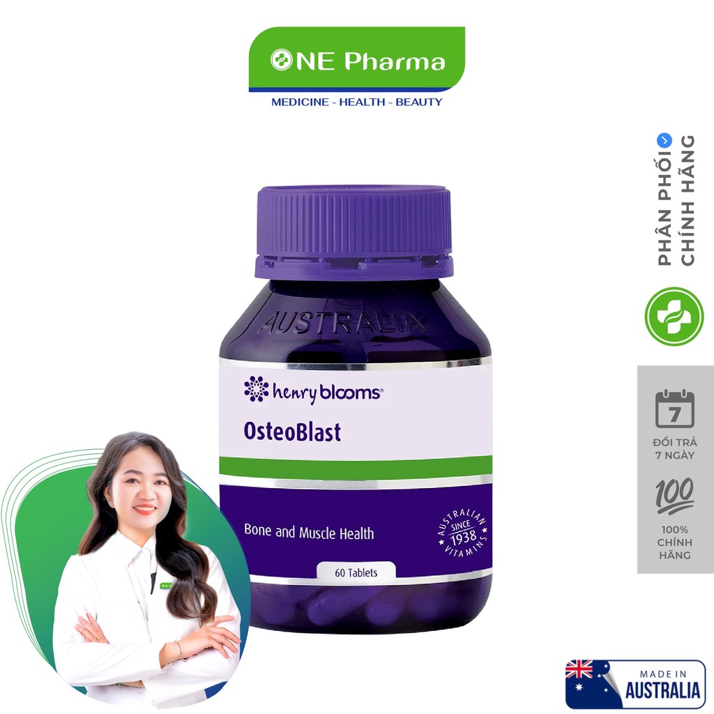 Viên uống bổ sung canxi Vitamin D3,Vitamin K Henry Blooms Osteoblast 60viên | Shopee Việt Nam