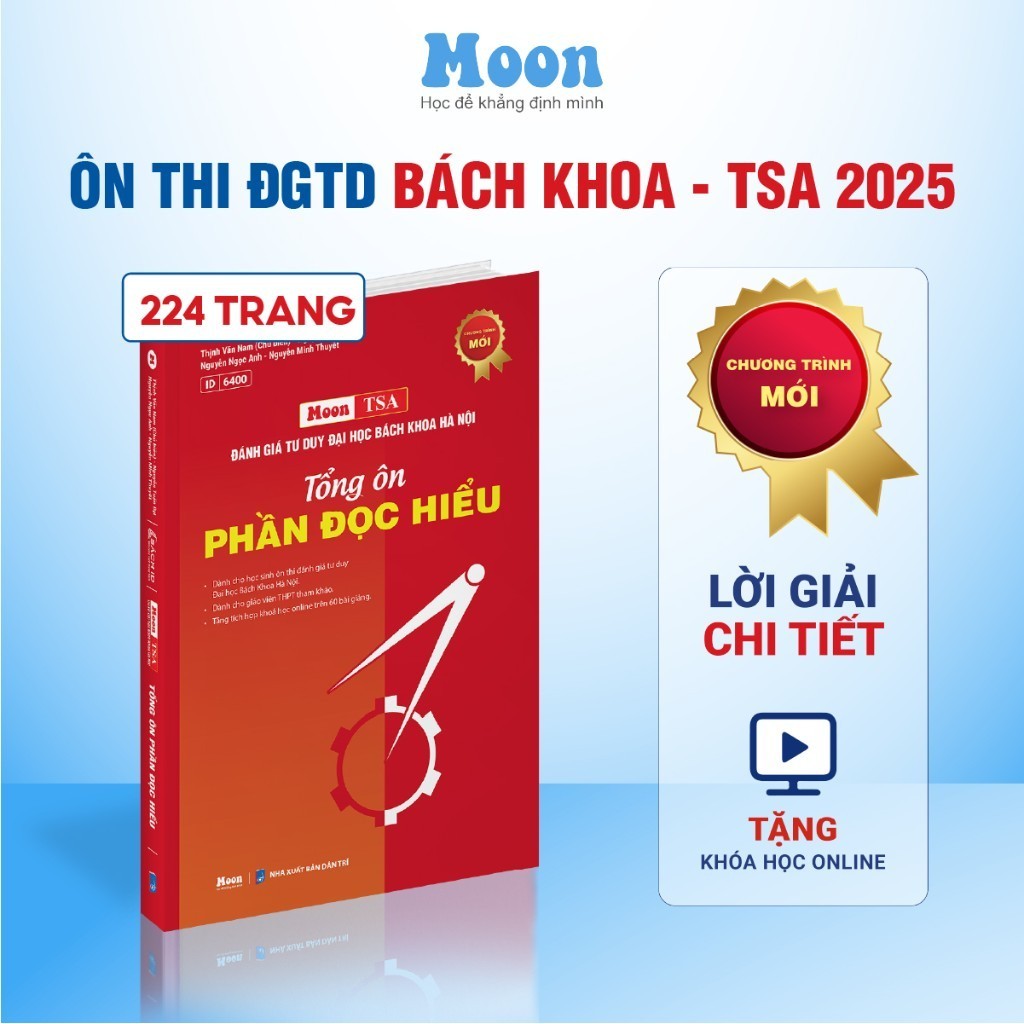 Sách Tổng ôn đọc hiểu tư duy Bách Khoa Hà Nội TSA, dgtd 2025 Moonbook | Shopee Việt Nam