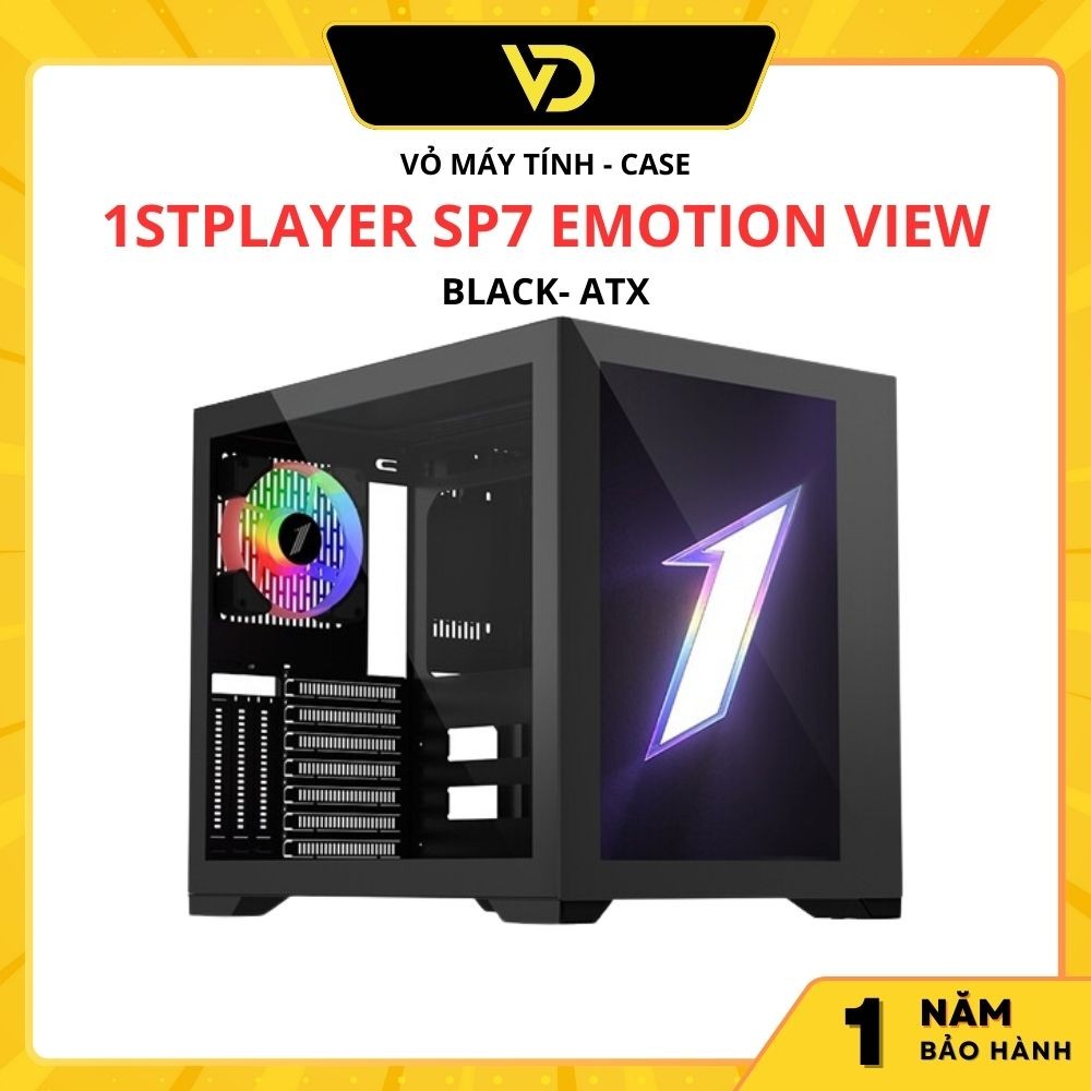 VỎ MÁY TÍNH CASE 1STPLAYER SP7 EMOTION VIEW BLACK- ATX (KHÔNG FAN ...
