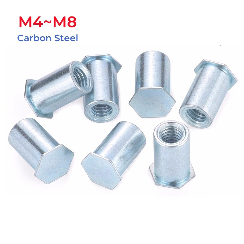 Màu Xanh Kẽm Carbon Thép PEM Đầu Lục Giác Lỗ Mù Áp Lực Đinh Tán Cột M4 ...