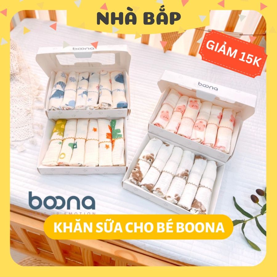 Khăn sữa cho bé Boona vải muslin cao cấp, khăn xô sữa cho bé sơ sinh, set 6 khăn 30 x 30 cm -Nhà ...
