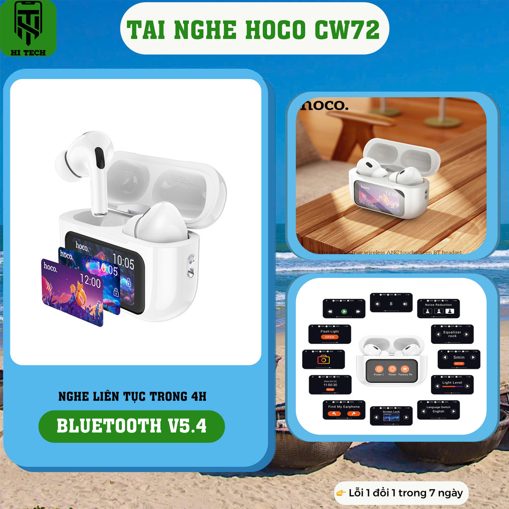 Tai nghe Hoco EW72 bluetooth V5.4 hỗ trợ màn hình LED hiển thị cảm ứng ...