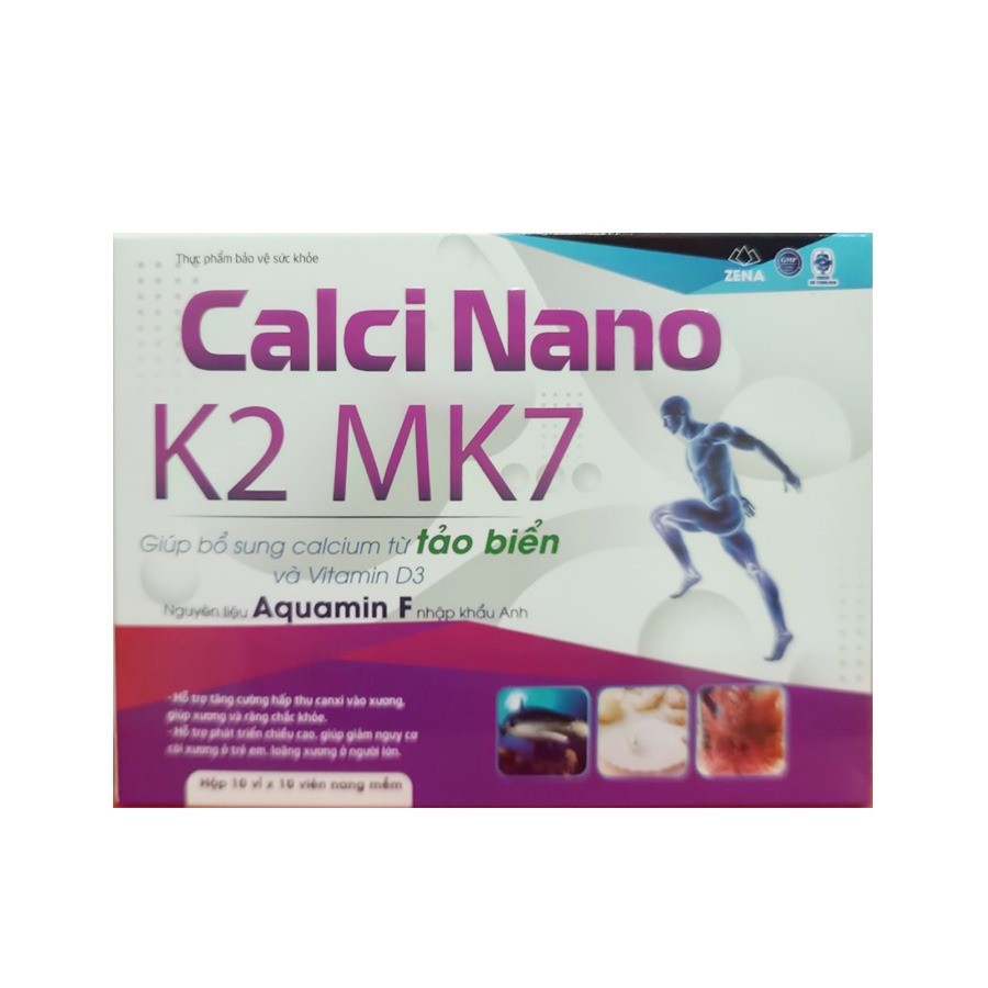 \Viên uống CALCI NANO K2 MK7 - Hộp 100 viên bổ sung Canxi D3 K2 MK7 từ tảo biển- giảm nguy cơ ...