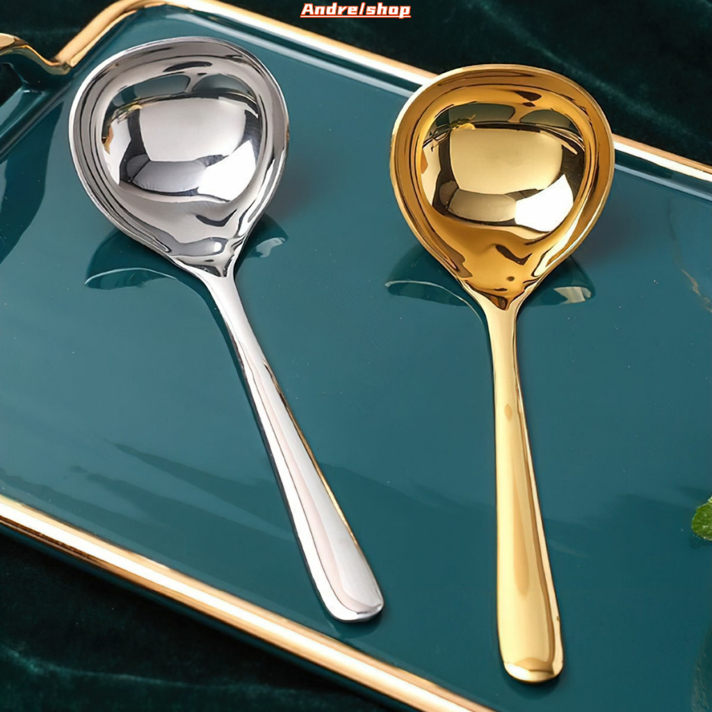 Thìa, Muôi / Vá Múc Canh Inox 304 Mạ Vàng, Bạc Cao Cấp Bóng Loáng Dày ...