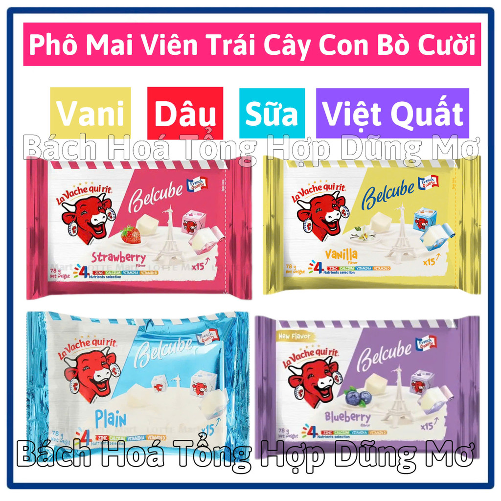 Phô Mai Belcube Con Bò Cười Trái Cây - Chanh Dây - Dâu - Vani - Socola ...