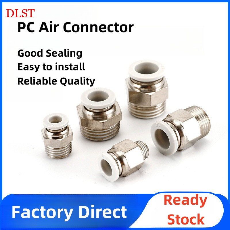 Đầu nối nhanh khí quản 4mm 6mm 8mm 10mm 12mm PC8-02 Sợi nam thẳng qua đầu cắm nhanh khí nén Máy ...