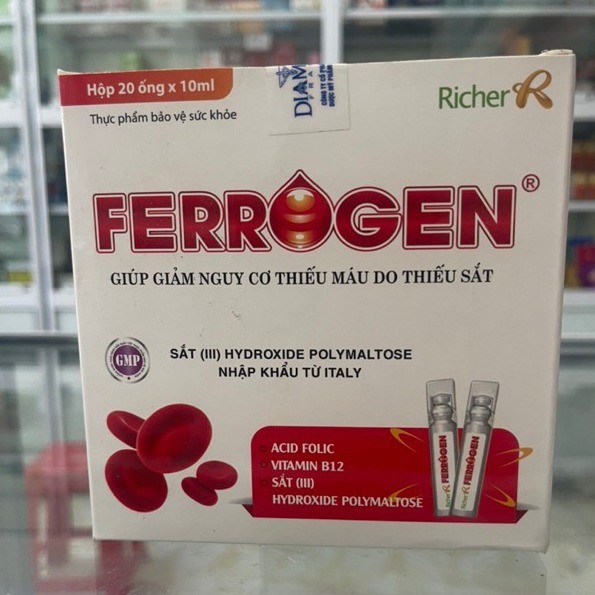 Sắt nước Ferrogen hộp 20 ống giúp Bổ Sung Sắt Cho Người Thiếu Máu Do ...