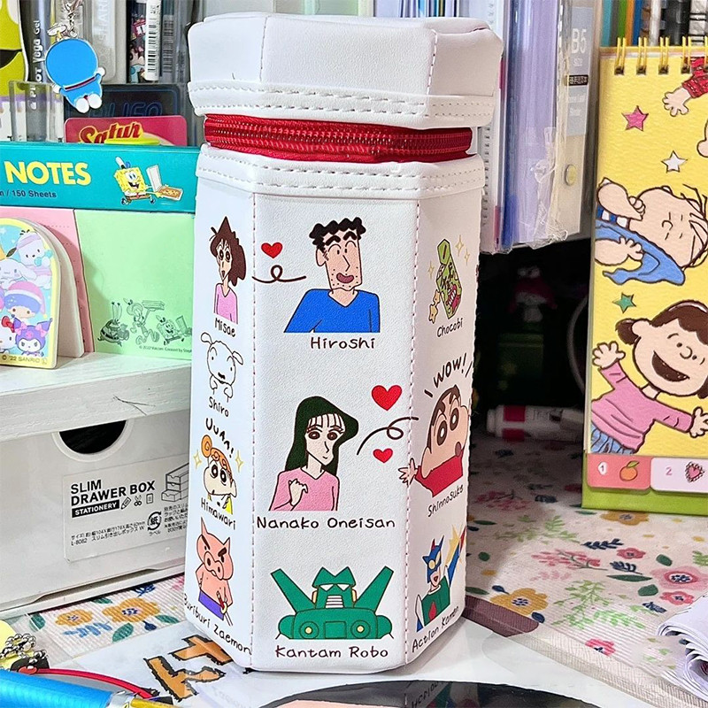 N2hao Crayon Shin-chan Hình Lục Giác Dây Kéo Dọc Hộp Đựng Sáng Tạo Hoạt ...