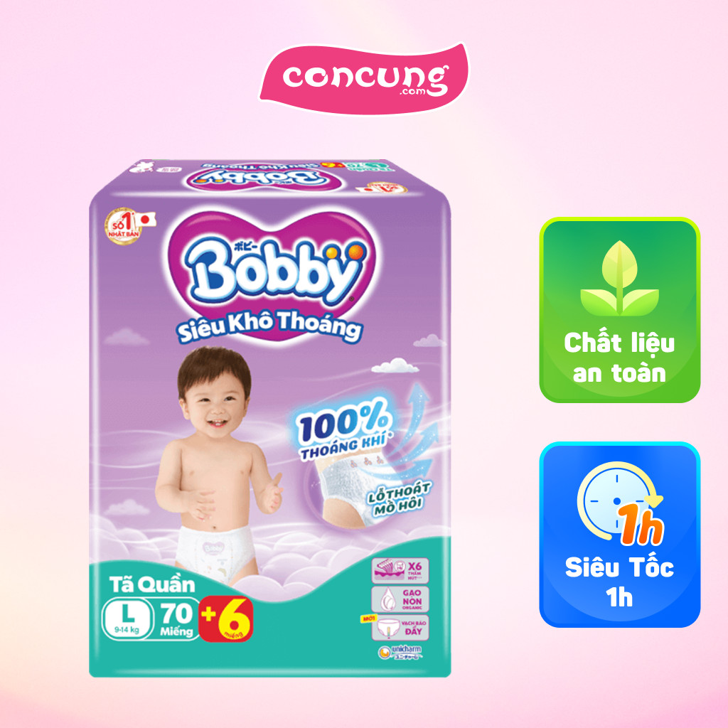 Tã quần Bobby size L, 70 miếng + 6 miếng | Shopee Việt Nam