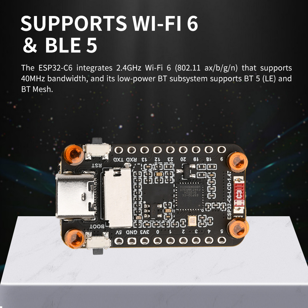 DIYMORE ESP32-C6 1,47 Inch Bảng phát triển màn hình Lcd Wifi 6 Bluetooth 5 Onboard Rgb Color Led ...