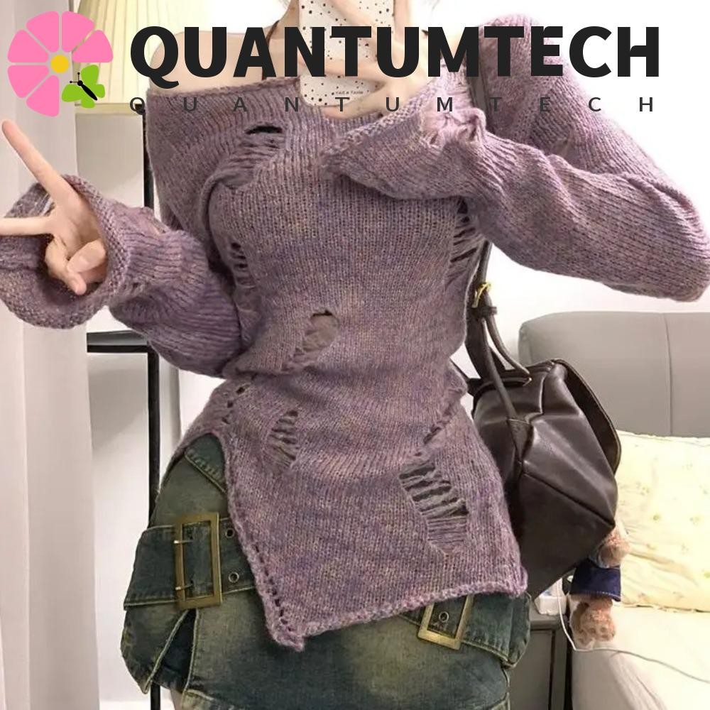 Áo thun dài tay QUANTUMTECH, Áo chui đầu rỗng Ins Y2K, Phong cách cổ điển Baddie dệt kim dạo phố ...