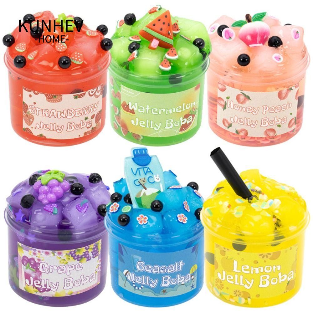 Kunhev Jelly Cube Slime, Bộ Slime 300ml / 70ml, Trái cây mềm giòn lấp ...