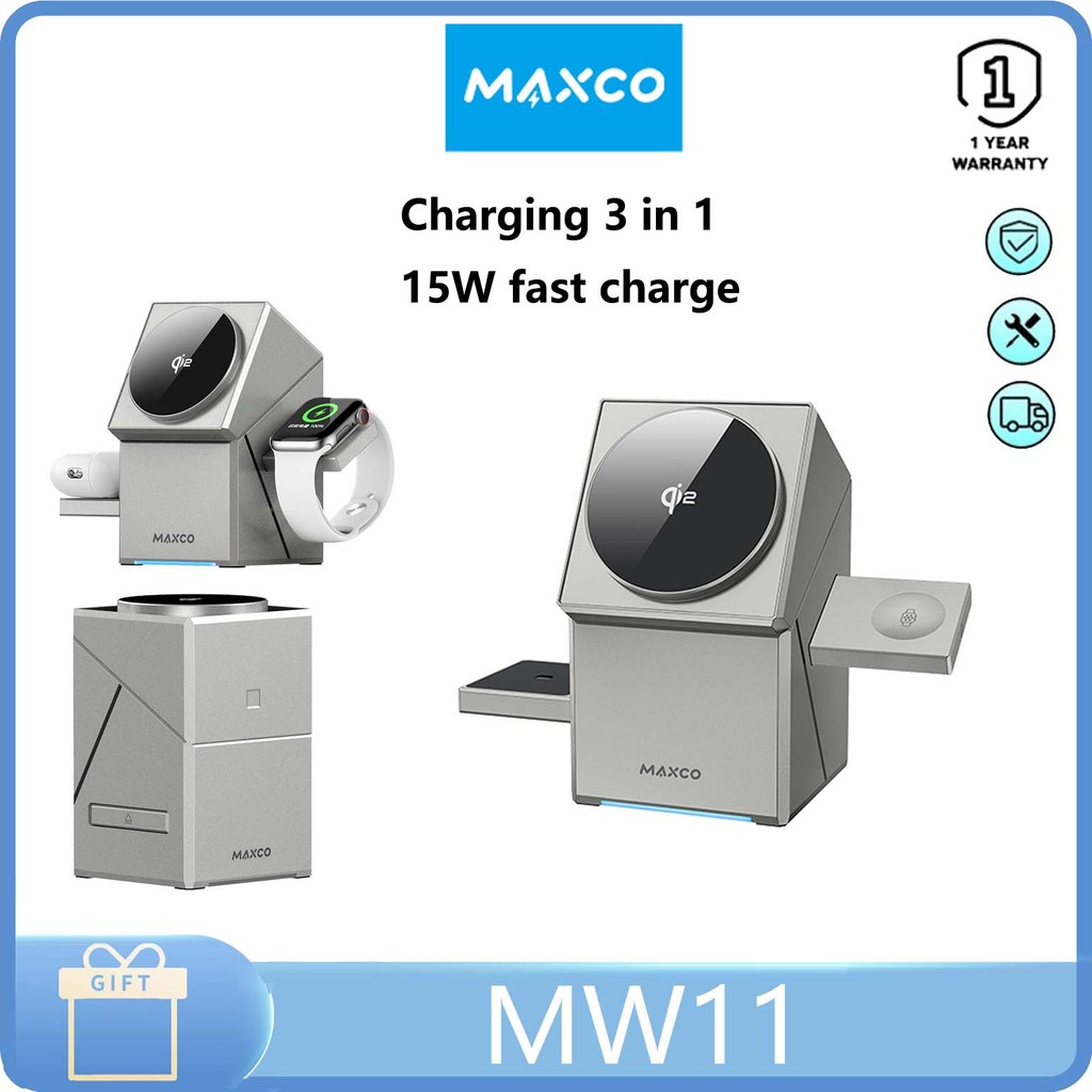 MAXCO MW11 Qi2 3-in-1 Touch Rotary wireless Charger 15W fast charging ...