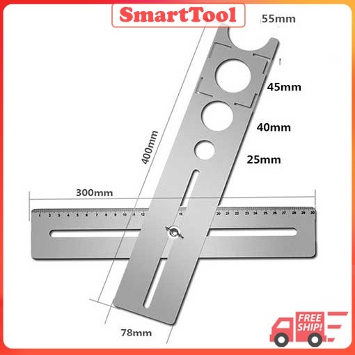 Thước định vị khoét lỗ gạch men, kính đa năng bằng inox 201 không gỉ Thước Khoét Lỗ Smarttool ...