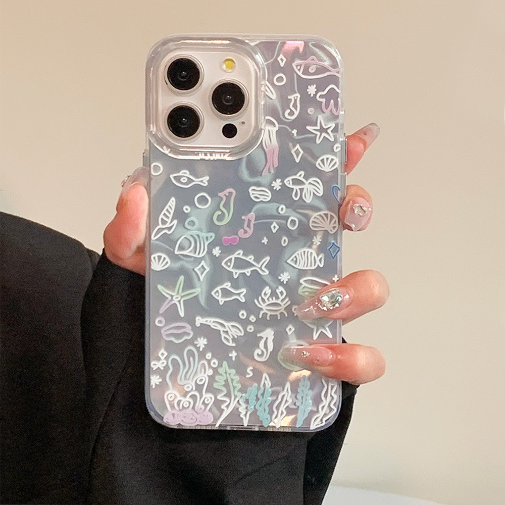 Dòng mô hình sinh vật biển Vỏ Thích hợp cho Iphone 11 pro max 16pro 16pro max X XR XSMAX 12 13 ...