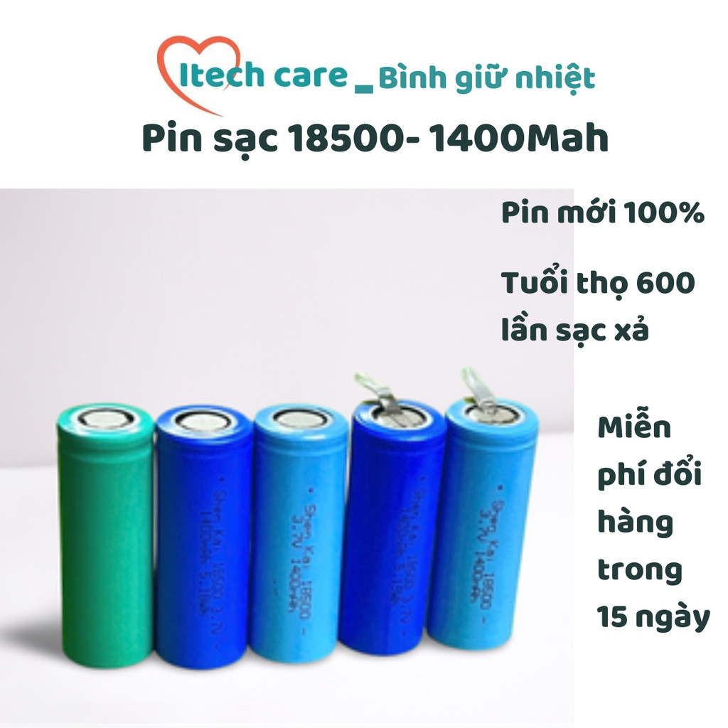 Pin Sạc 18500 3,7V 1400mAh Sử Dụng Cho Tông Đơ Cắt Tóc, Đèn Pin, Quạt ...
