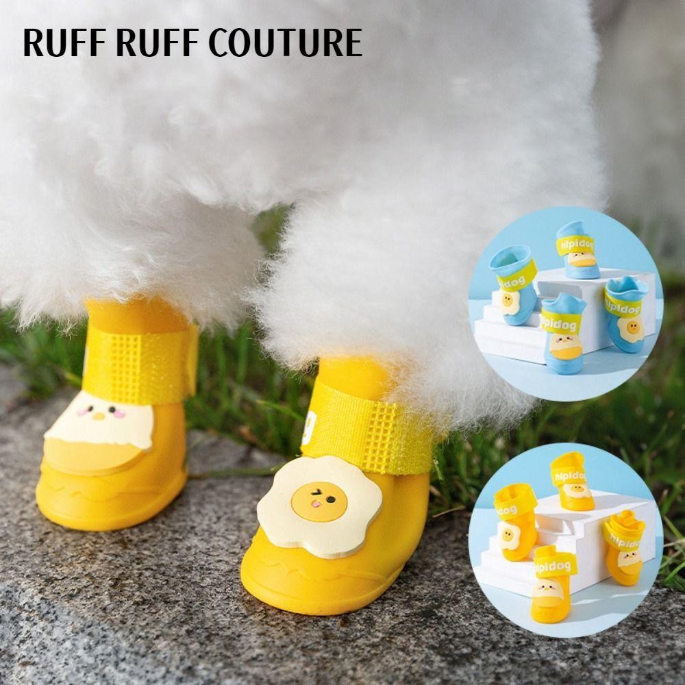RUFF RUFF COUTURE 4 Cái / bộ Giày đi mưa cho thú cưng, Giày chống trượt ...