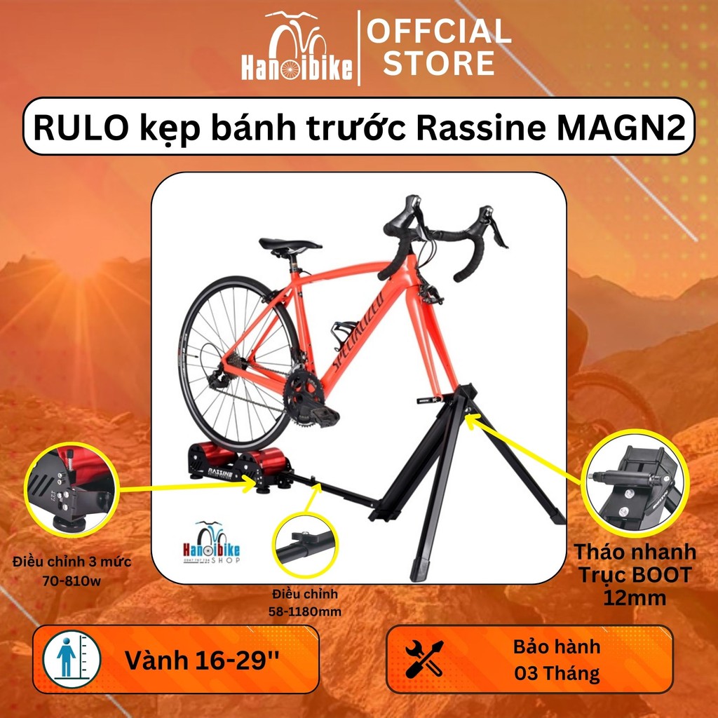 Rulo đạp xe trong nhà kẹp bánh trước Rassine MAGN2 Công nghệ cản từ ...