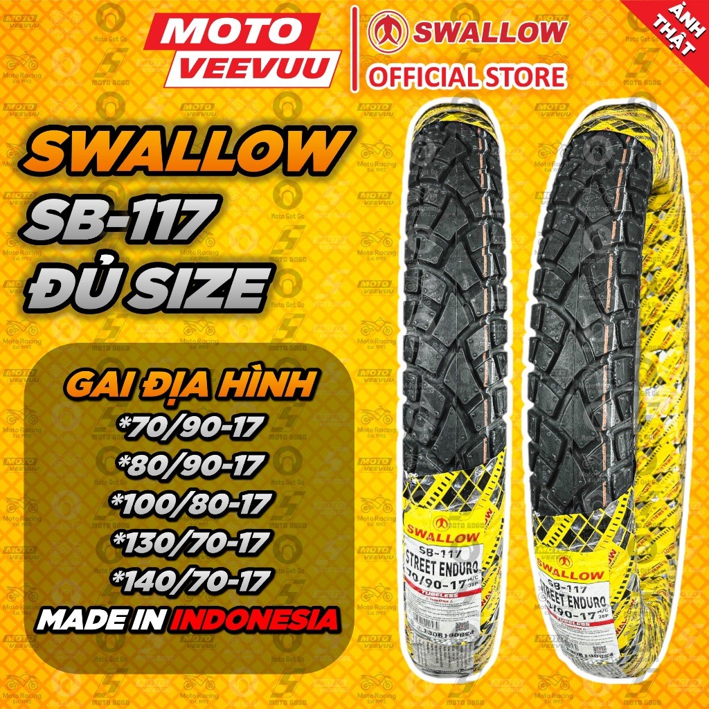 [MTVV] Vỏ lốp xe máy địa hình SWALLOW SB-117 Offroad Street enduro leo núi đủ size 70 80 90 100 ...