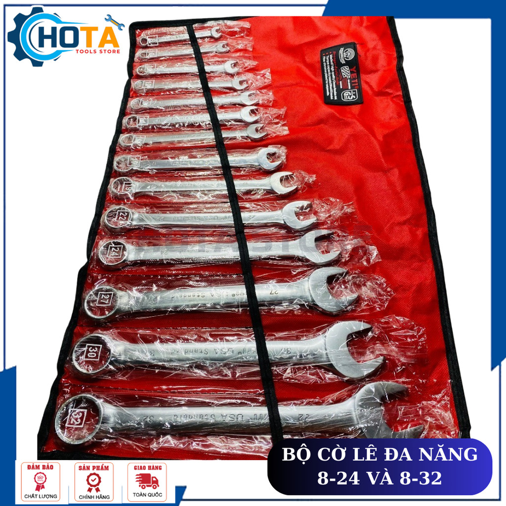 Bộ Cờ Lê YETI USA 14 chi tiết 8-24 và 8-32 ( khoá vòng miệng) | Shopee Việt Nam