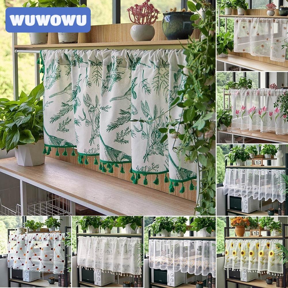 Rèm bán Sheer WUWOWU, Rèm che nửa cửa sổ thêu đa chức năng, Trang trí ...