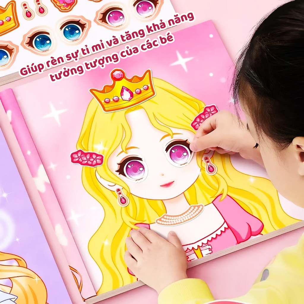 Đồ chơi hình dán trang điểm thay đổi hình công chúa bóc dính sticker ...