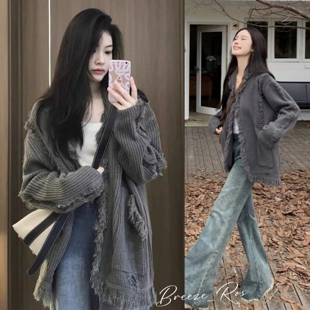 Breeze_Ros Áo Dệt Kim Dáng Rộng Thời Trang Dành Cho Nữ Áo Khoác ...