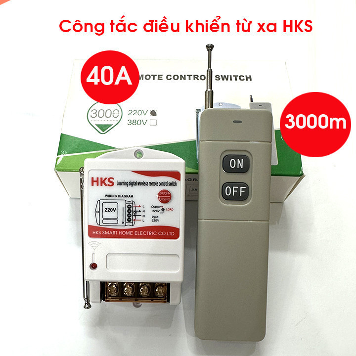 Công tắc điều khiển từ xa rf 220v HKS 40A 3000m Bộ điều khiển từ xa máy bơm nước máy rửa xe công ...