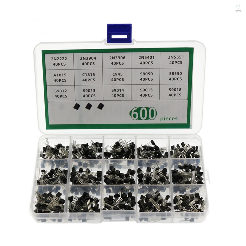 Bộ 600 CHIẾC TO-92 Transistor 15 Loại Giá Trị Bộ 2N222 / 2N3904 ...