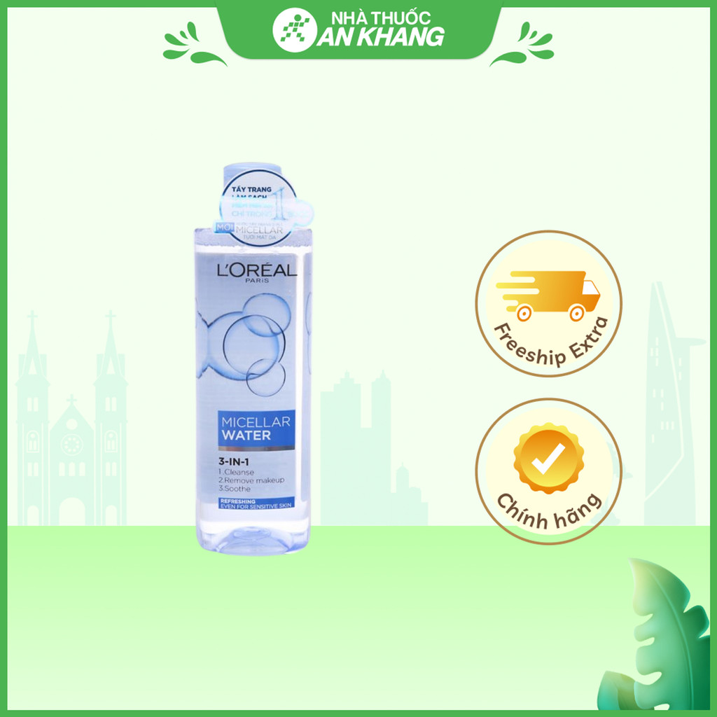 Nước tẩy trang L'Oréal Micellar Water 3 in 1 tươi mát cho da hỗn hợp, da dầu chai 400ml | Shopee ...