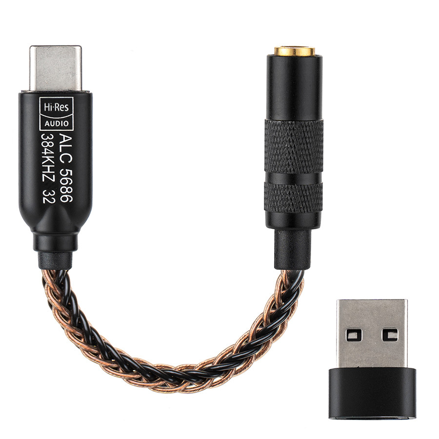 Bộ chuyển đổi âm thanh ALC5686 USB-C sang 3,5mm Bộ khuếch đại tai nghe HiFi DAC 32bit / 384Khz ...