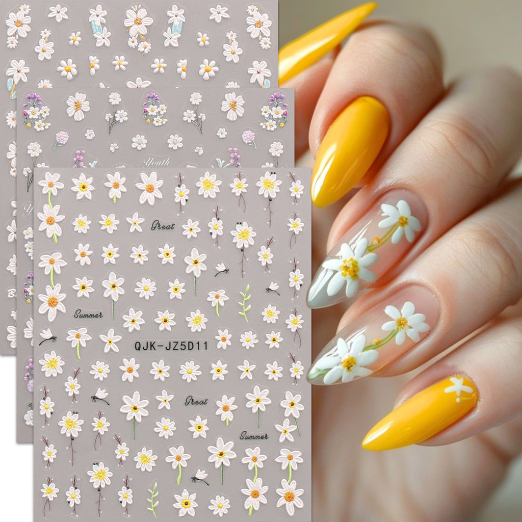 Haha Nail Nail Art Dập Nổi Miếng Dán Bán Buôn Mùa Hè Tươi Nhỏ Hoa Trắng ...