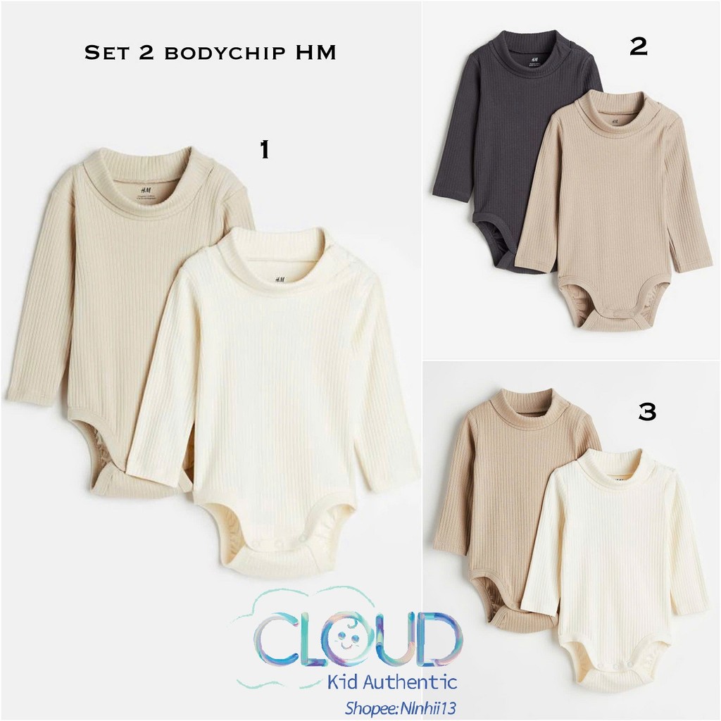 [Cloudkid] Set 2 body cổ 3p HM UK/JP size từ 2-4m đến 2-3y | Shopee Việt Nam