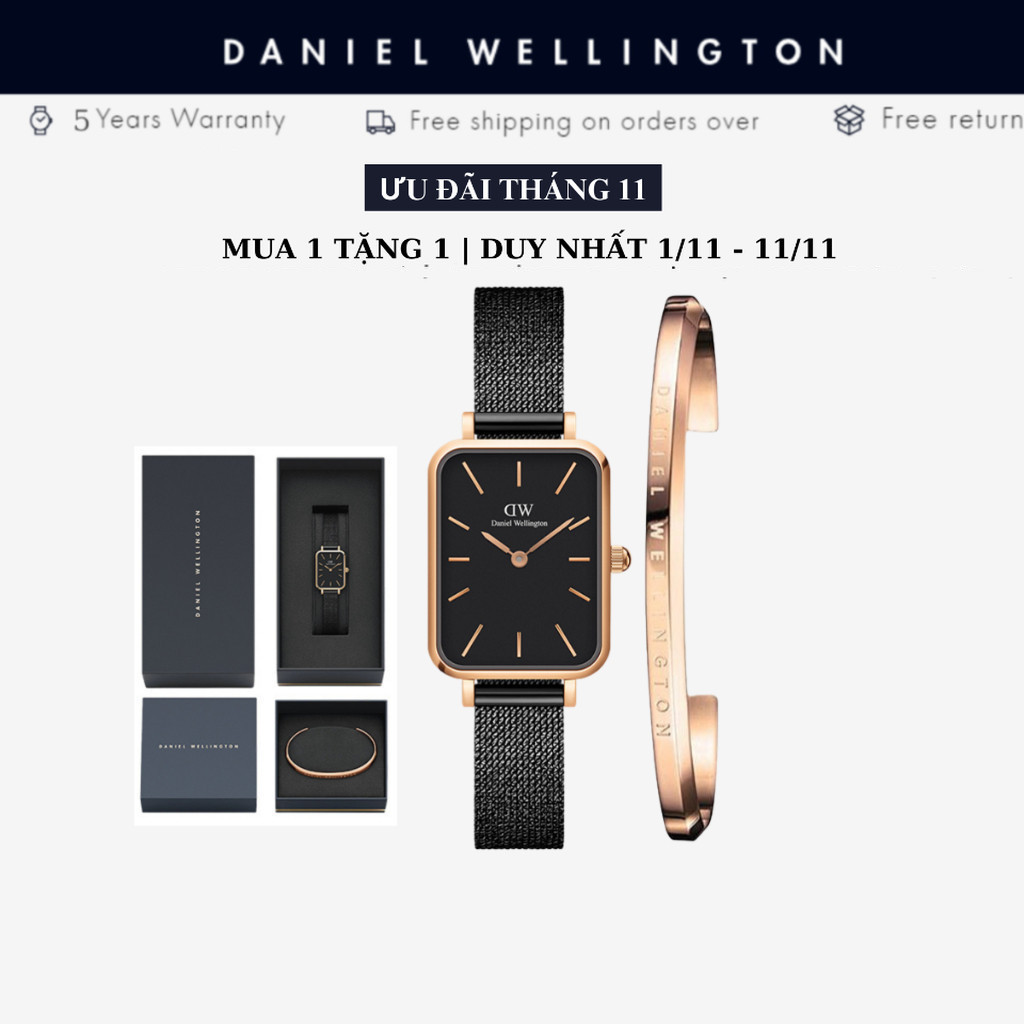 [Chính Hãng] Đồng Hồ Nữ Daniel Wellington Quadro Pressed Melrose Black ...