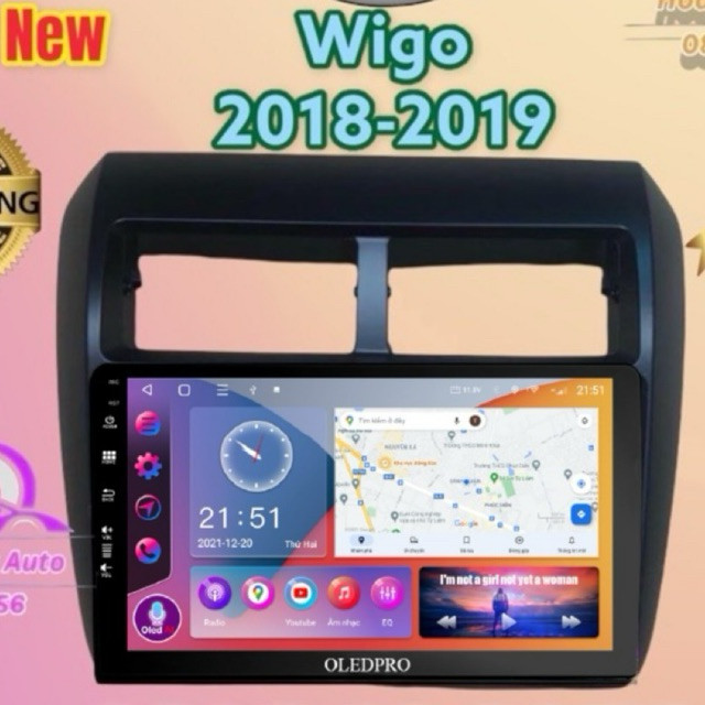 Màn hình Android OLED C2 New theo xe Wigo 2018 - 2019, 9 inch Kèm dưỡng ...