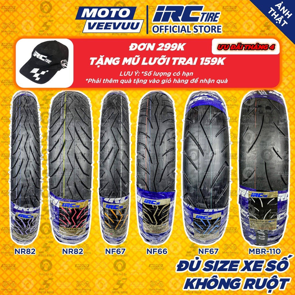 [MTVV] Vỏ lốp xe số IRC INOUE không ruột đủ mã TL NR82 NF67 NF66 NR83 ...
