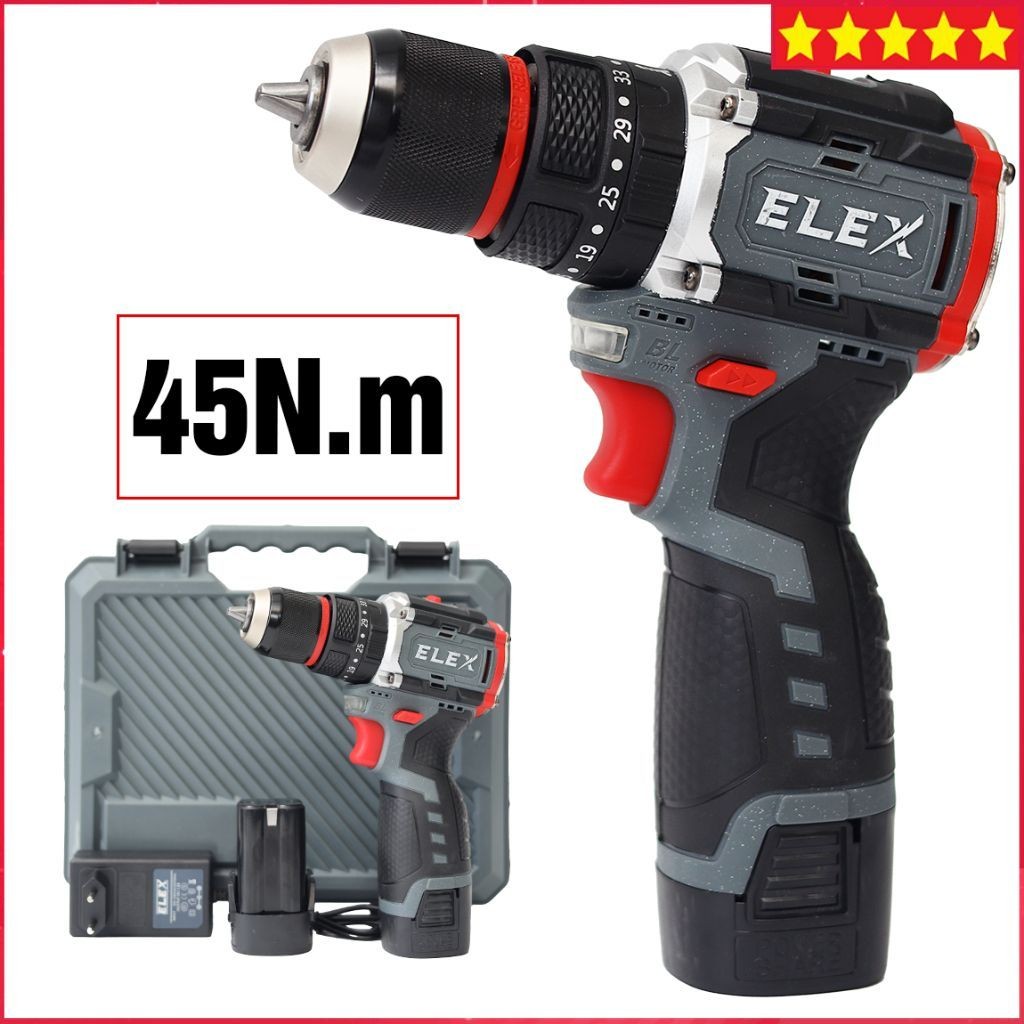 Máy khoan pin ELEX EL-ID1610BL, Không chổi than, Chuyên khoan bê tông, khoan tường, sắt, gỗ, bắt ...