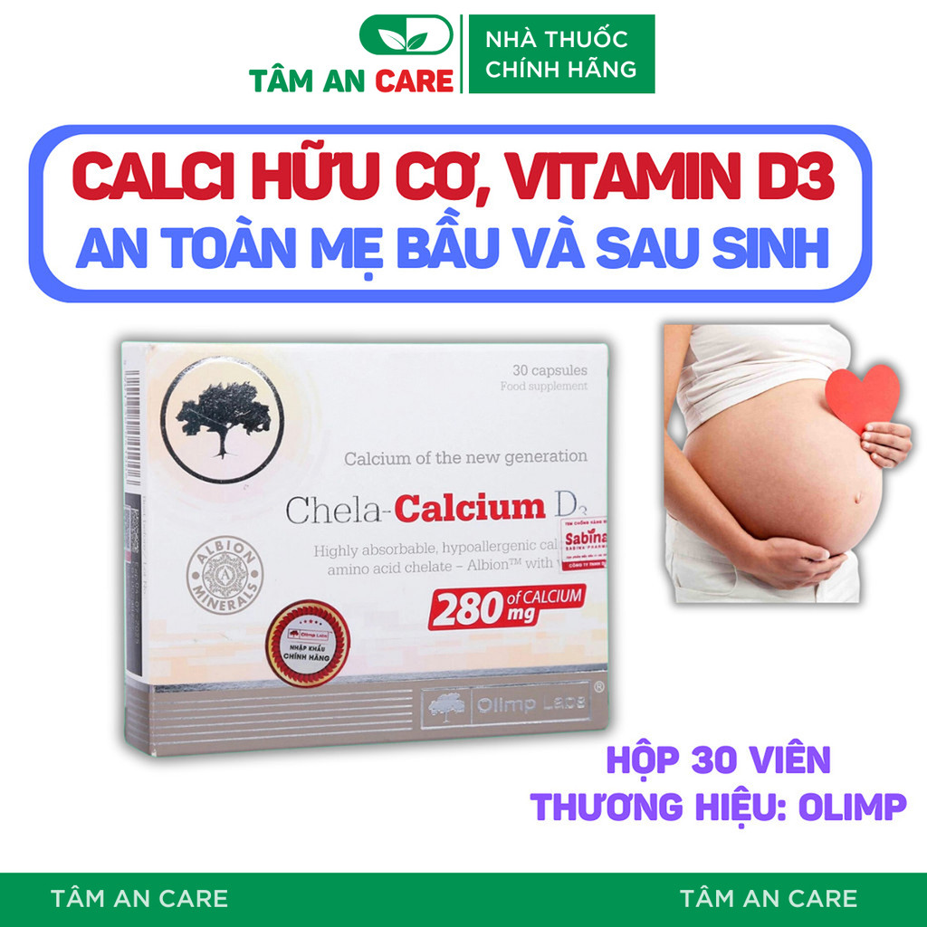 Viên Uống Canxi Hữu Cơ Chela-Calcium D3 Sabina - Canxi Bầu, Vitamin D3, Xương Chắc Khỏe (Hộp 30 ...