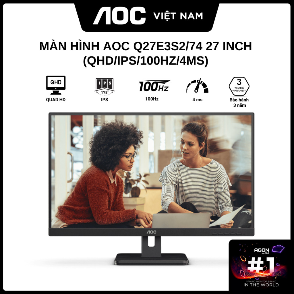 Màn Hình AOC Q27E3S2/74 27 inch (QHD/IPS/100hz/4ms) - Hàng Chính Hãng ...