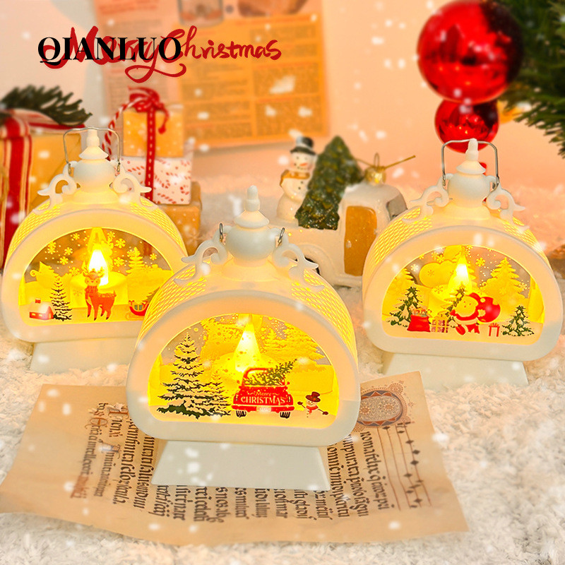 Qianluo Đèn gió Giáng sinh LED nến điện tử di động phát sáng đèn ngủ để ...