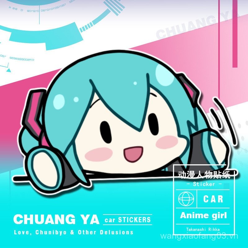 Nhãn dán trang trí chống trầy xước cho xe máy điện Chibi Hatsune Miku ...