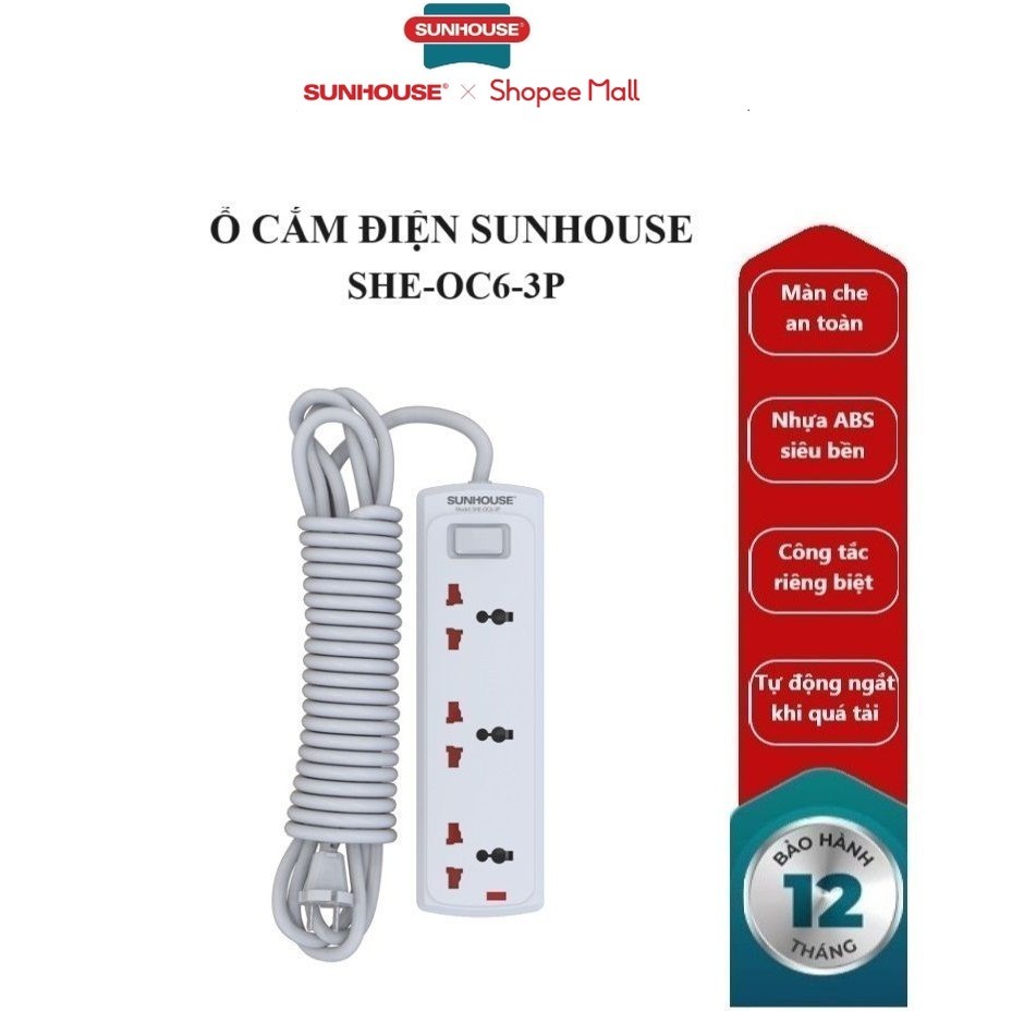 Ổ CẮM ĐIỆN SUNHOUSE SHE-OC6-3P | Shopee Việt Nam