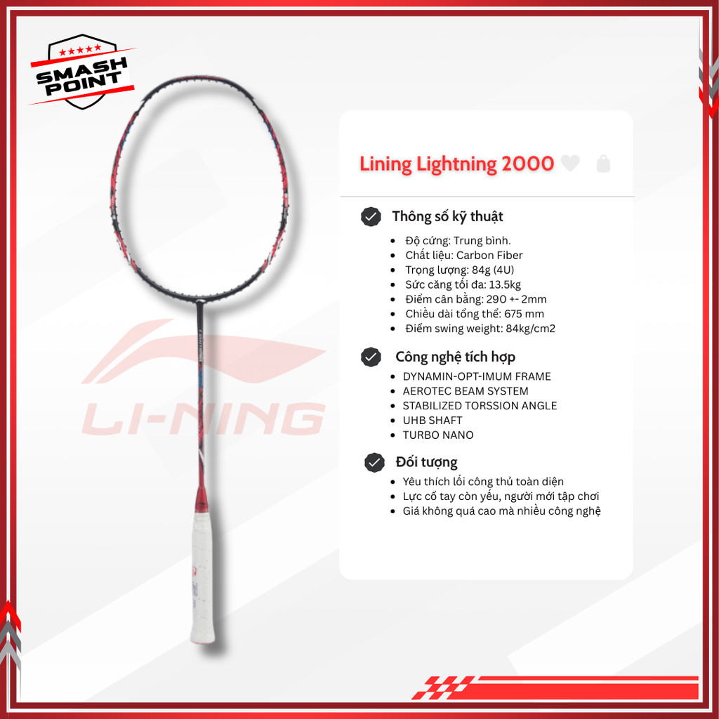 Vợt Cầu Lông Li-Ning LightNing 2000 Blue/Red - 4U (Chưa Căng Dây ...