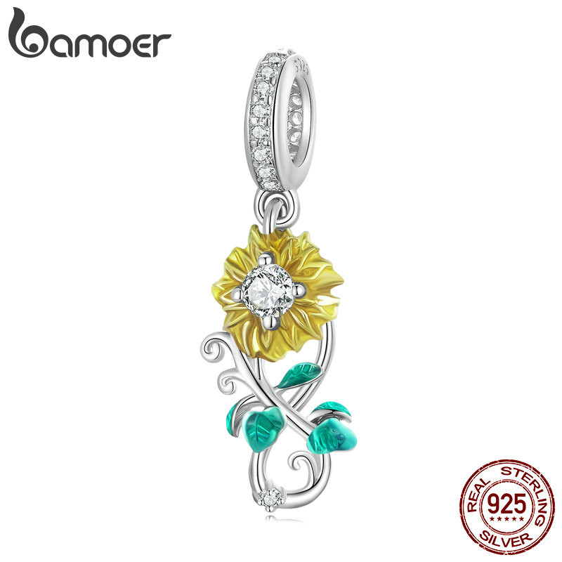 Bamoer 925 Sterling Sliver Charm Hoa Hướng Dương Thiết Kế Đơn Giản DIY Cho Vòng Tay Nữ BSC657 ...